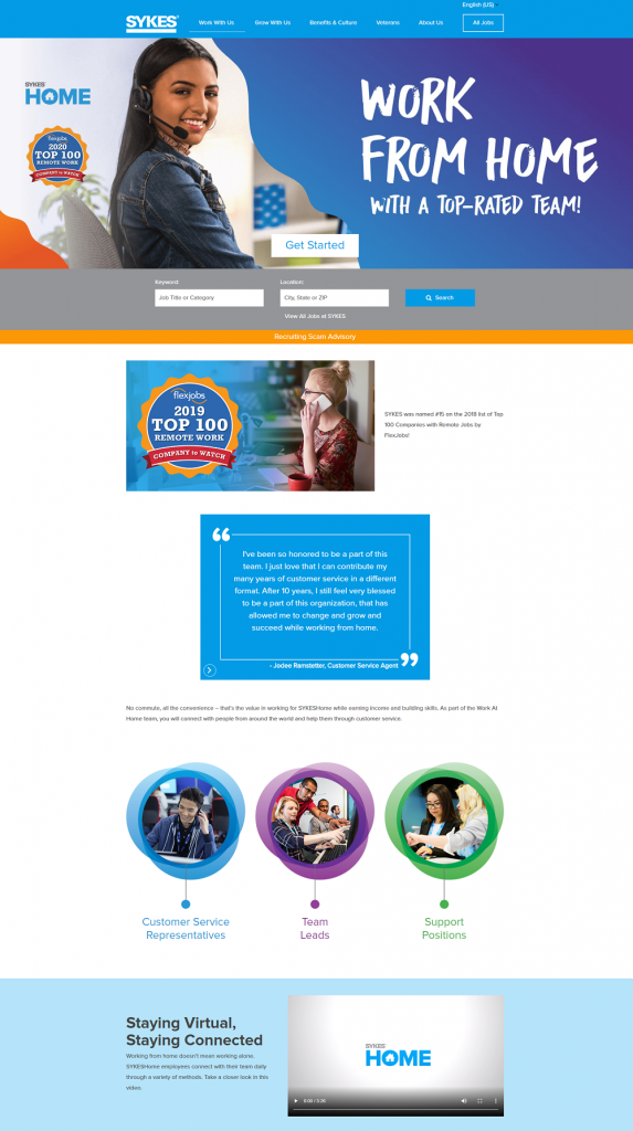 5 Examples of Engaging Top Work From Home Microsites | Ongig Blog