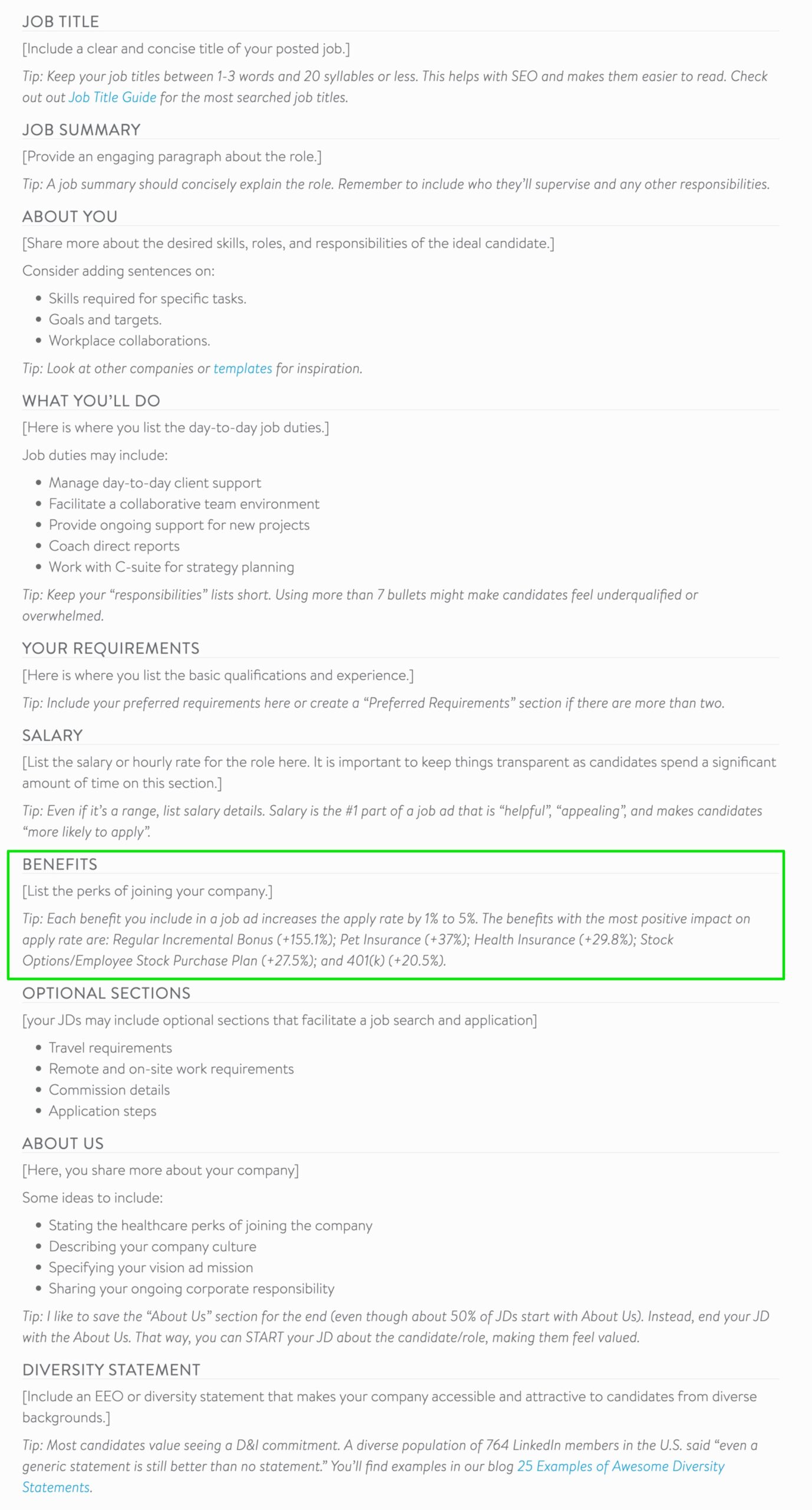 Should you list Benefits in a Job Description? [+ where & which ones ...