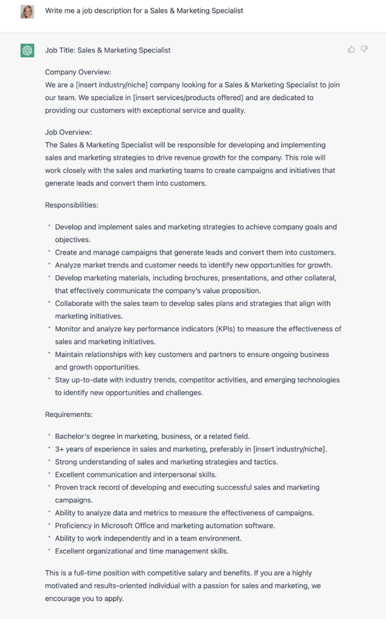 Is ChatGPT for Job Descriptions the Right Choice? (2024 Update) | Ongig ...